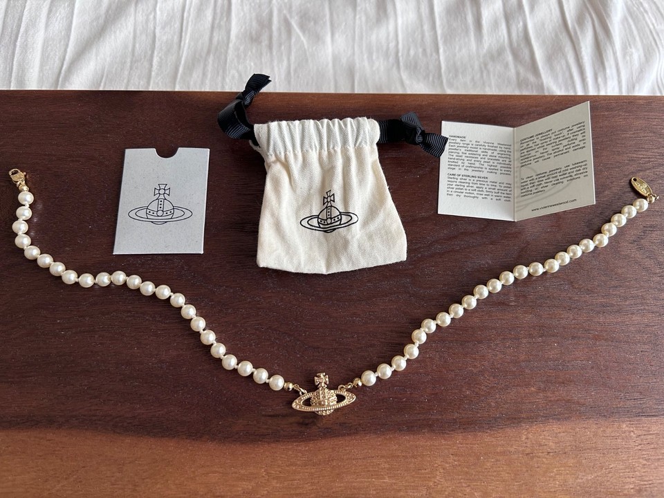 Vivienne Westwood - Mini Bas Relief Choker - Gold Tone Orb W/ Pearls | eBay