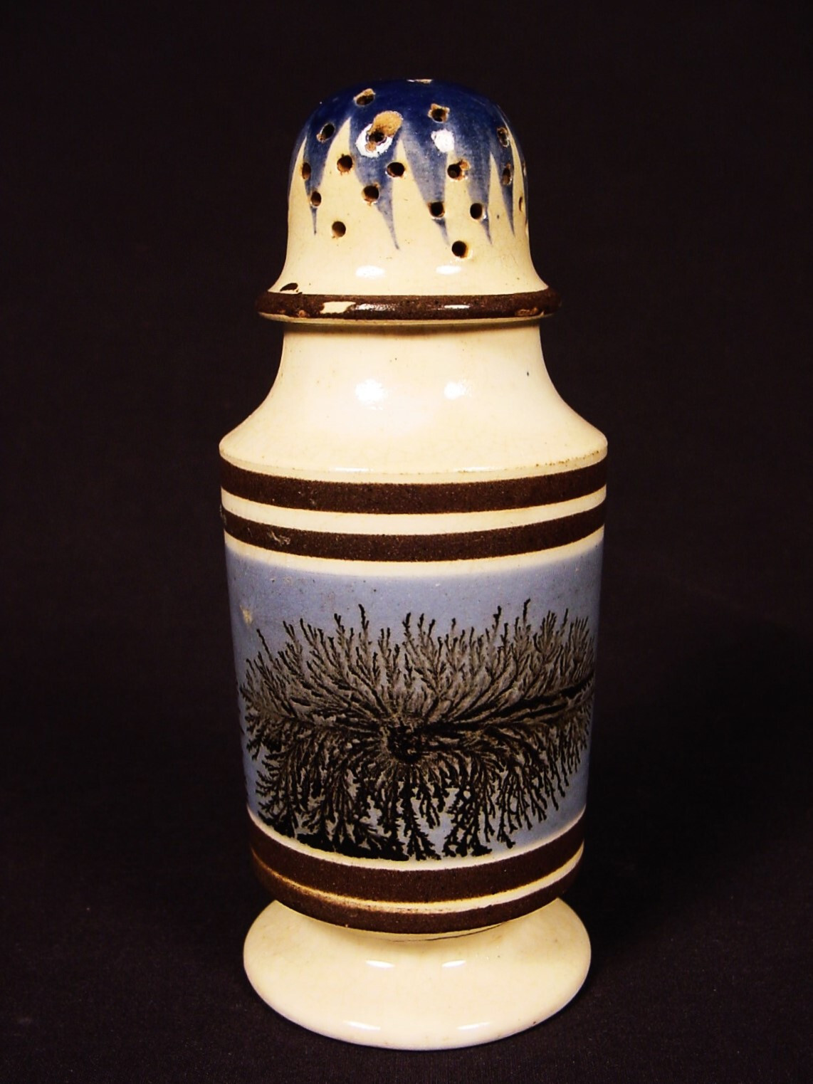 RARE FLAT SIDED 1800s MOCHA PEPPER POT MOCHAWARE PEARLWARE ...