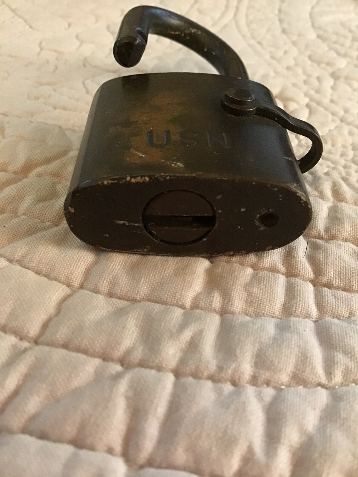 VINTAGE WW2 SOLID BRASS HURD DETROIT USA USN NAVY PADLOCK LOCK NO KEY ...