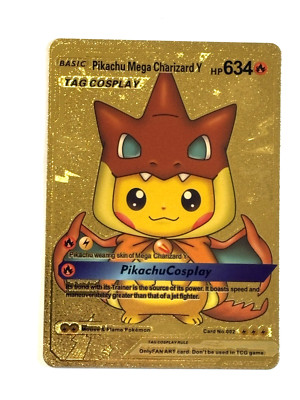 Pokemon Pikachu Mega Charizard Gold Foil Fan Art Card | eBay