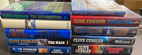 Nice lot of 10 Clive Cussler Hard cover Books several First Editions ...