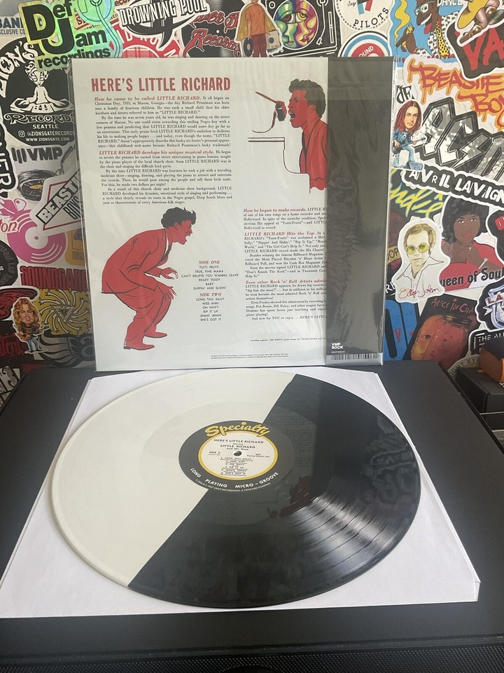 LITTLE RICHARD Here’s Little Richard VG++ WHITE/BLACK SPLIT VINYL W/OBI ...