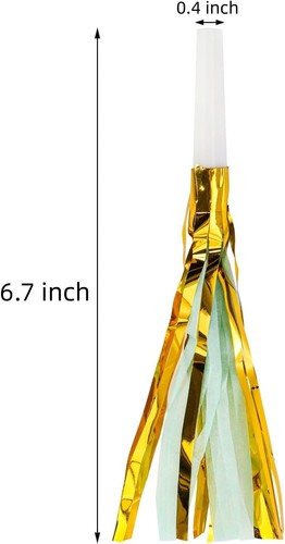 AVLA 60 Pack Gold Noise Maker, Glitter Metallic Fringed Musical ...