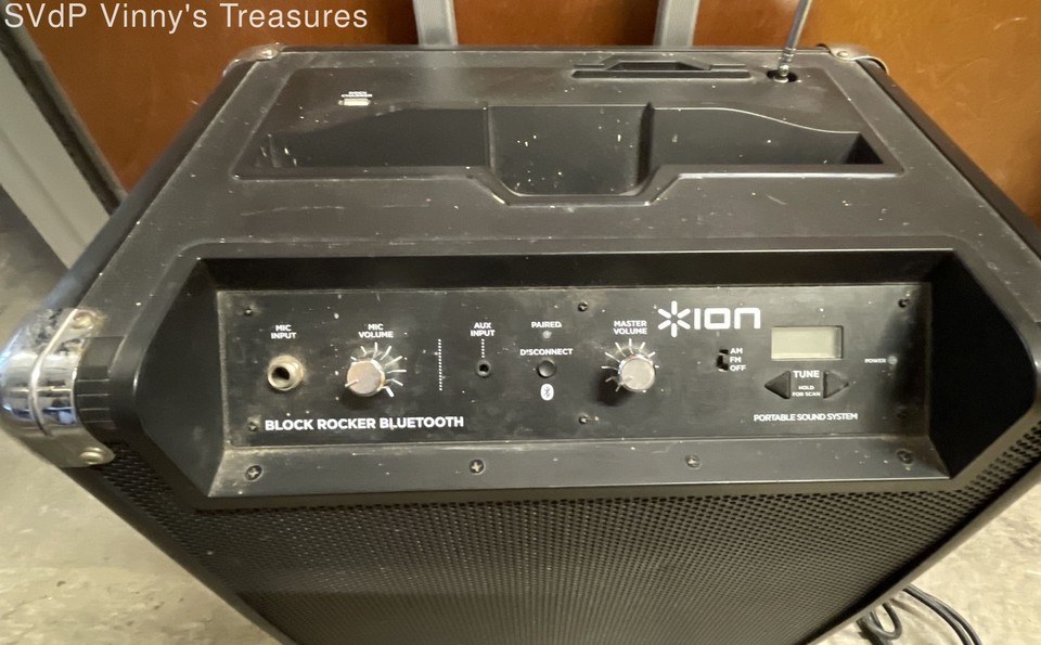 ION Block Rocker Bluetooth Portable PA Speaker AM/FM AUX Mic Input ...