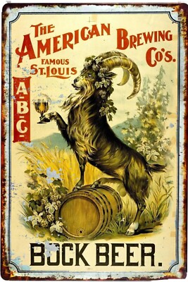 Bock Beer Vintage Advertising 1900s Tin Sign All Metal sizes up to 12x ...