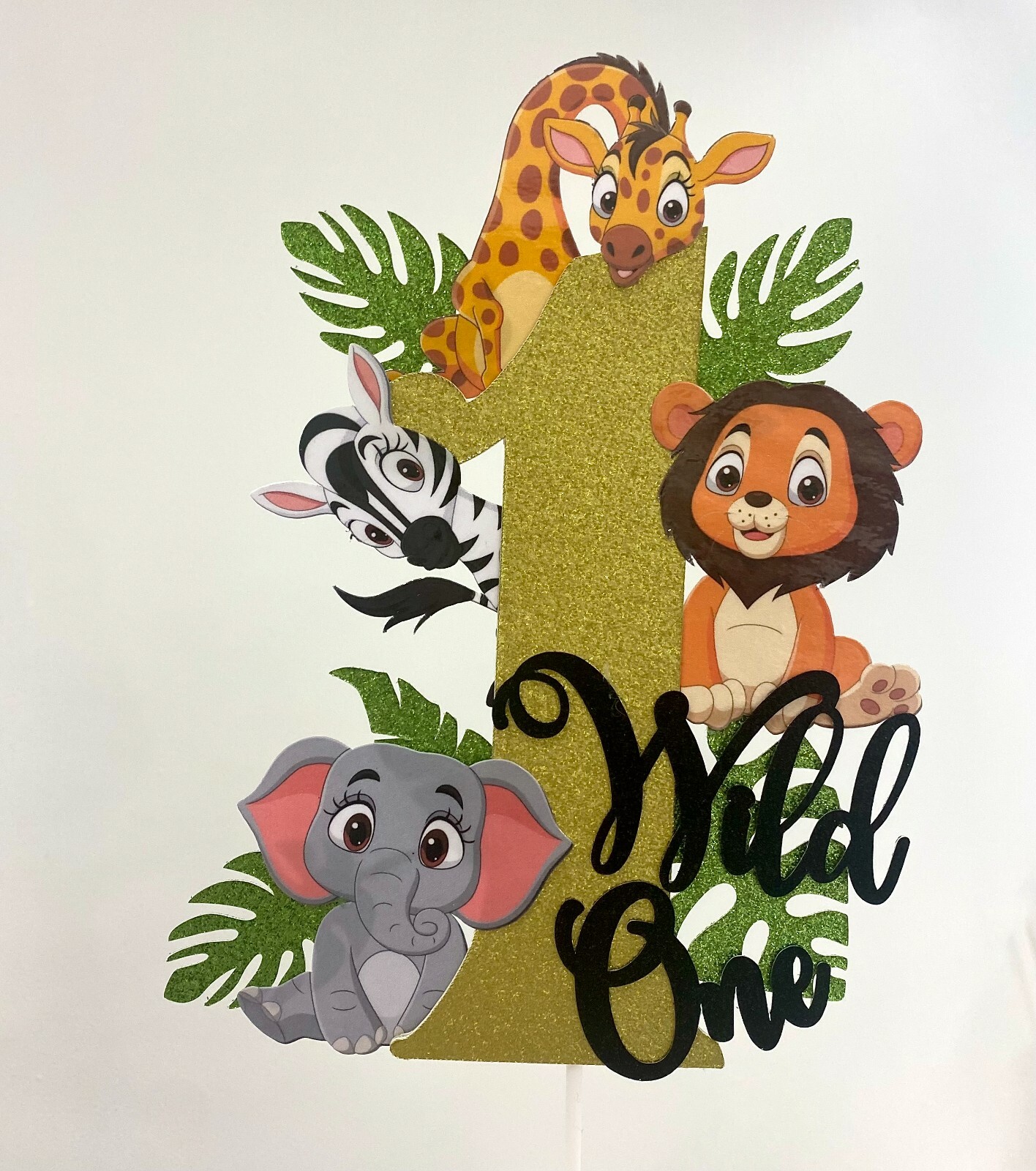 WILD ONE Cake Topper UK 1st Class Jungle Safari First Birthday elephant ...