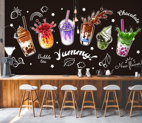 3D Bubble Tea K1095 Pearl Tea Milk Tea Shop Wallpaper Mural Self ...