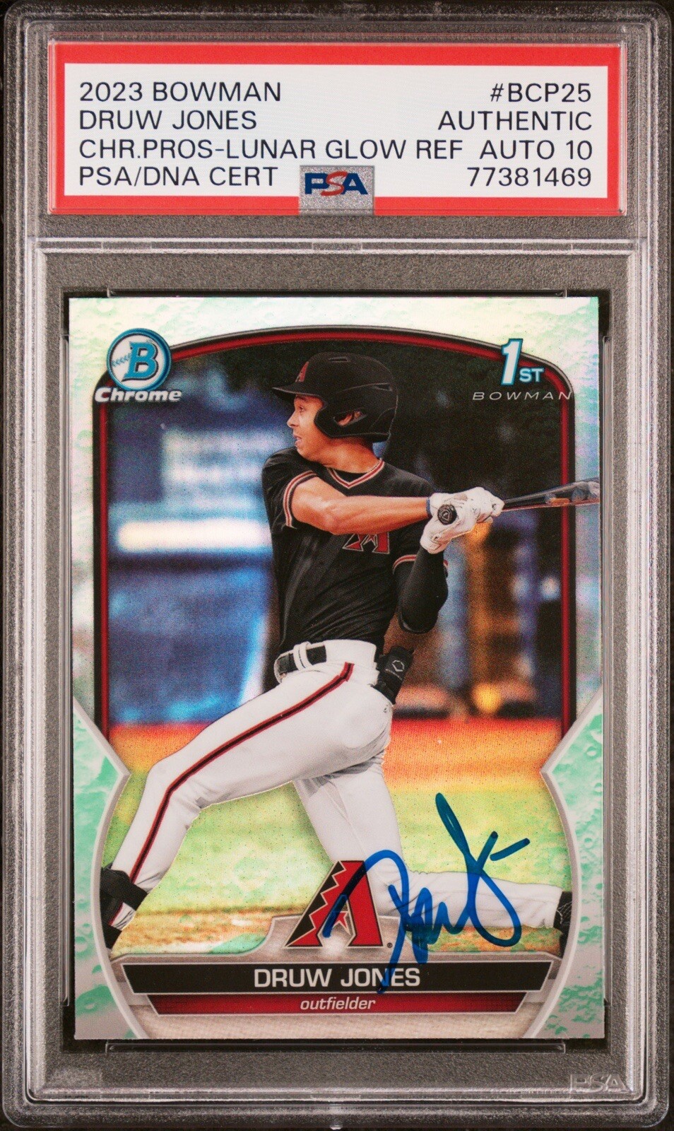 2023 Bowman Chrome Lunar Refractor Druw Jones 1st Signed Autographed ...