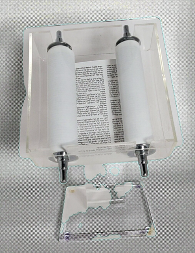 Vintage and Unique Jewish Torah Scroll in clear acrylic pedestal ...