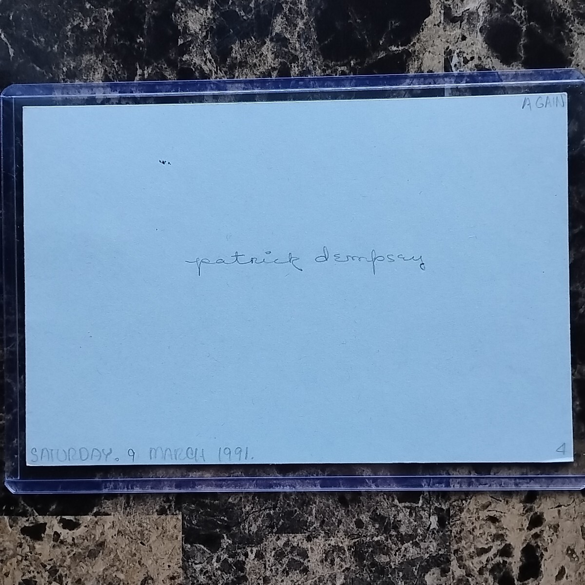 Patrick Dempsey Autographed 4x6 signed 3/9/1991 John Verzi Collection ...