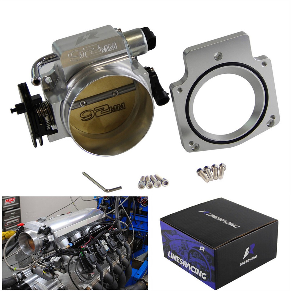 92mm Throttle Body w/Manifold Adapter Plate IAC TPS & for GM LS1 LS2 ...