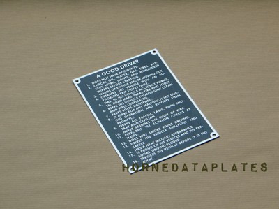 GOOD DRIVER DATA PLATE M35 M37 M38 M38A1 M170 M151A1 M151A2 M422 CUCV ...