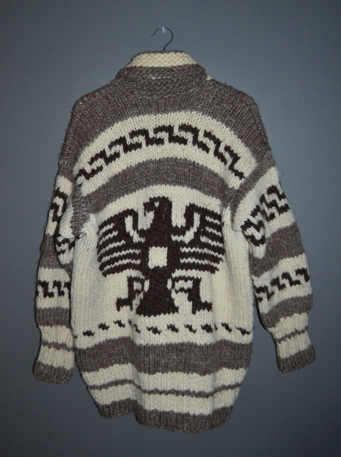 Cowichan Indian Sweater Vintage Thunderbird L - Gem