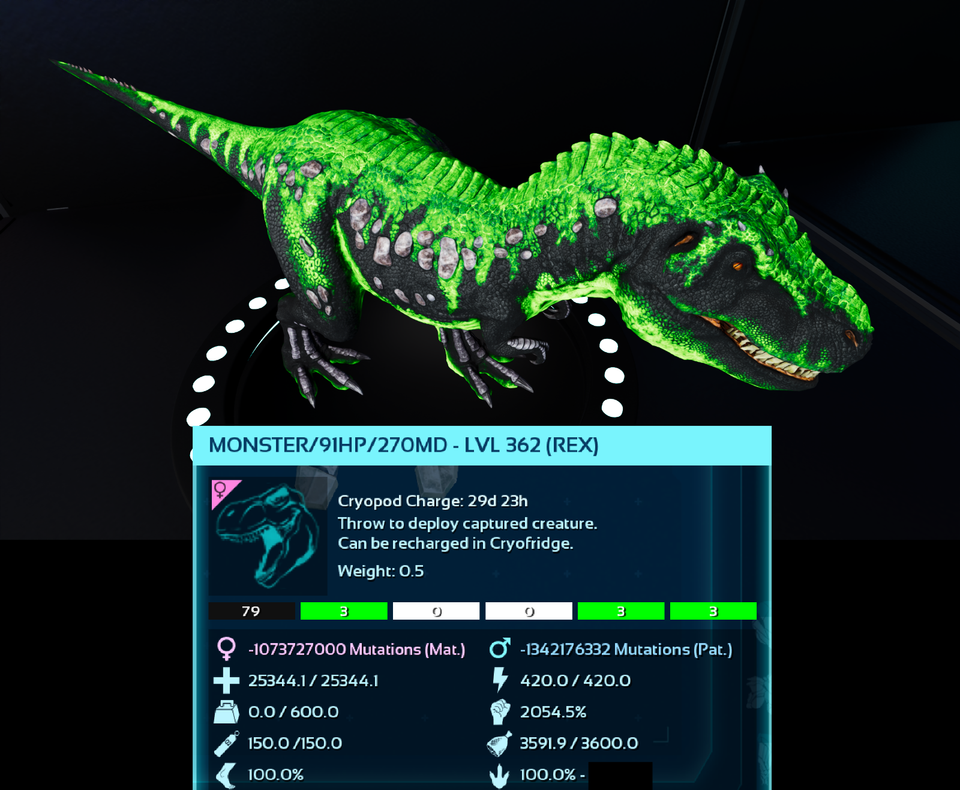 2054 MELEE (270PTS) Rex TOP STATS ARK🌸 Survival Ascended ASA PVE PC ...