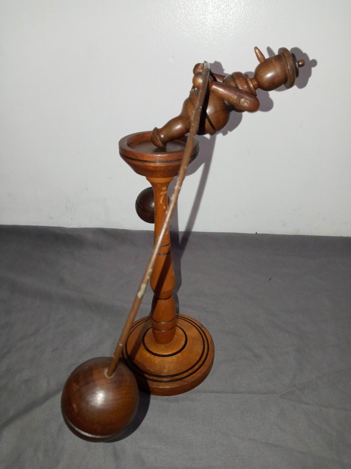 Folk Art Balancing Man On Base Vintage Handcarved Kinetic Toy | eBay