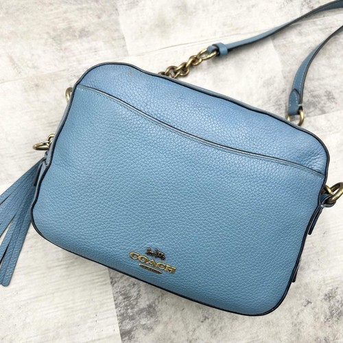 COACH Camera Bag Shoulder Bag 2way Leather Blue 22a | eBay