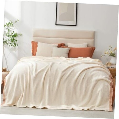 Cream Bedding Blankets Queen Size 90x90 inches, Queen(90"x90") Solid ...
