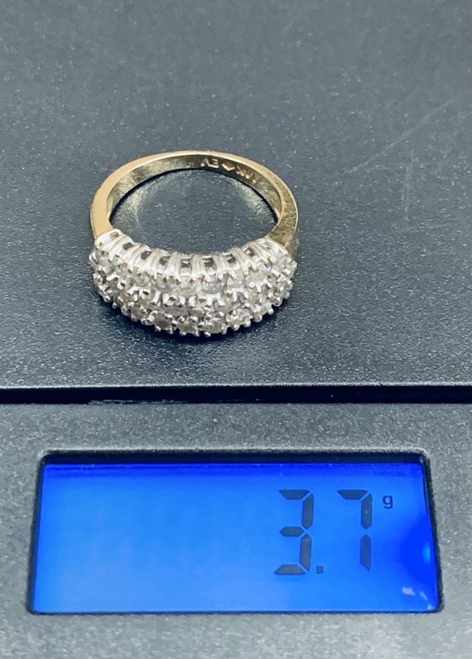 Estate Vintage 1/2 Ct 14k Yellow Gold Natural Diamond Cluster Pave Ring ...