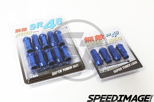 MUTEKI SR48 BLUE CHROME 12X1.5 OPEN ENDED 24 PCS LUG NUTS WITH LOCKS ...