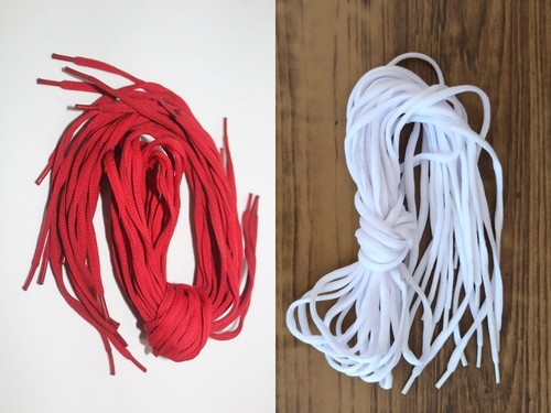 1 Pair Shoe Laces 1 Meter Red & White Color Sport Sneaker Strings Round ...