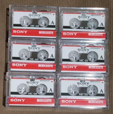 Sony MC-60 Blank Microcassette 60 Minute Cassette Tapes - 6 Cassette ...