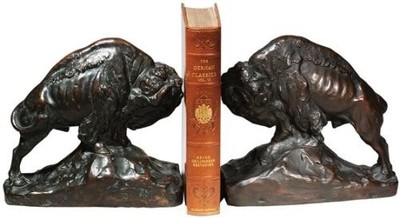 Oxblood Red Buffalo Bookends-American West Lodge Décor | eBay