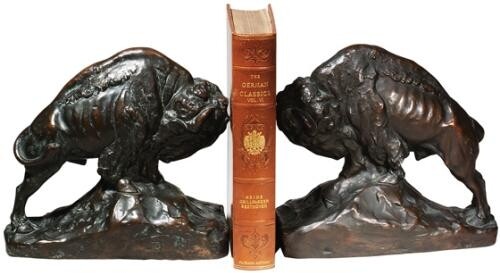 Oxblood Red Buffalo Bookends-American West Lodge Décor | eBay
