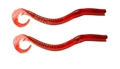 Sea Fishing Jelly Worms Curl Tail Lures Pollock Cod Bass - Red Glitter ...
