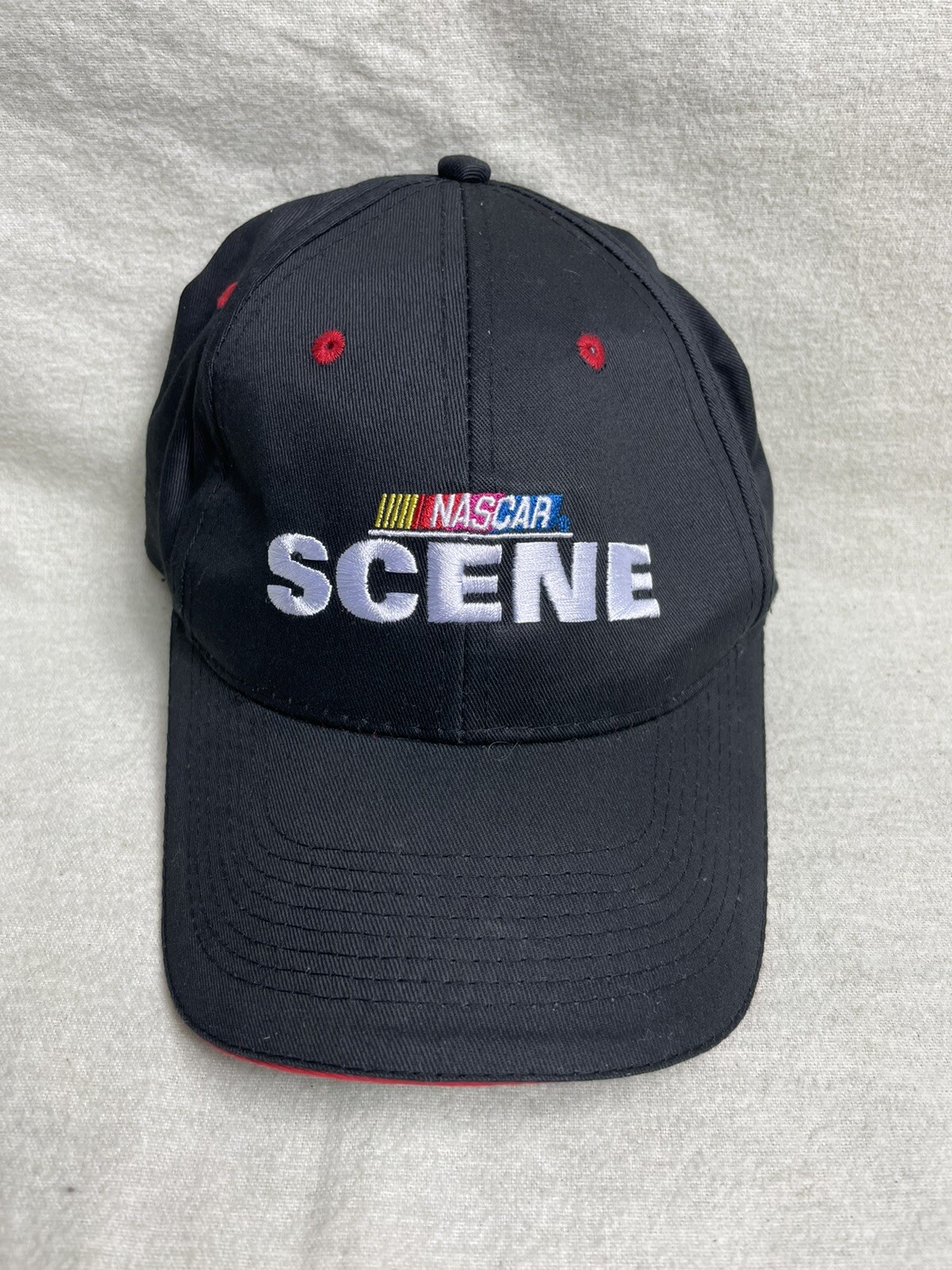 RARE Black NASCAR Scene Baseball Cap Adjustable Outdo… - Gem