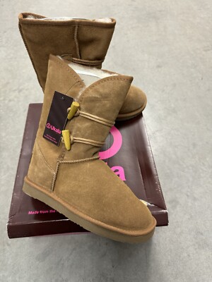 NIB UKALA TAJ LOW CHESTNUT BOOTS WOMENS SUEDE & MERINO Wool Lined Size ...