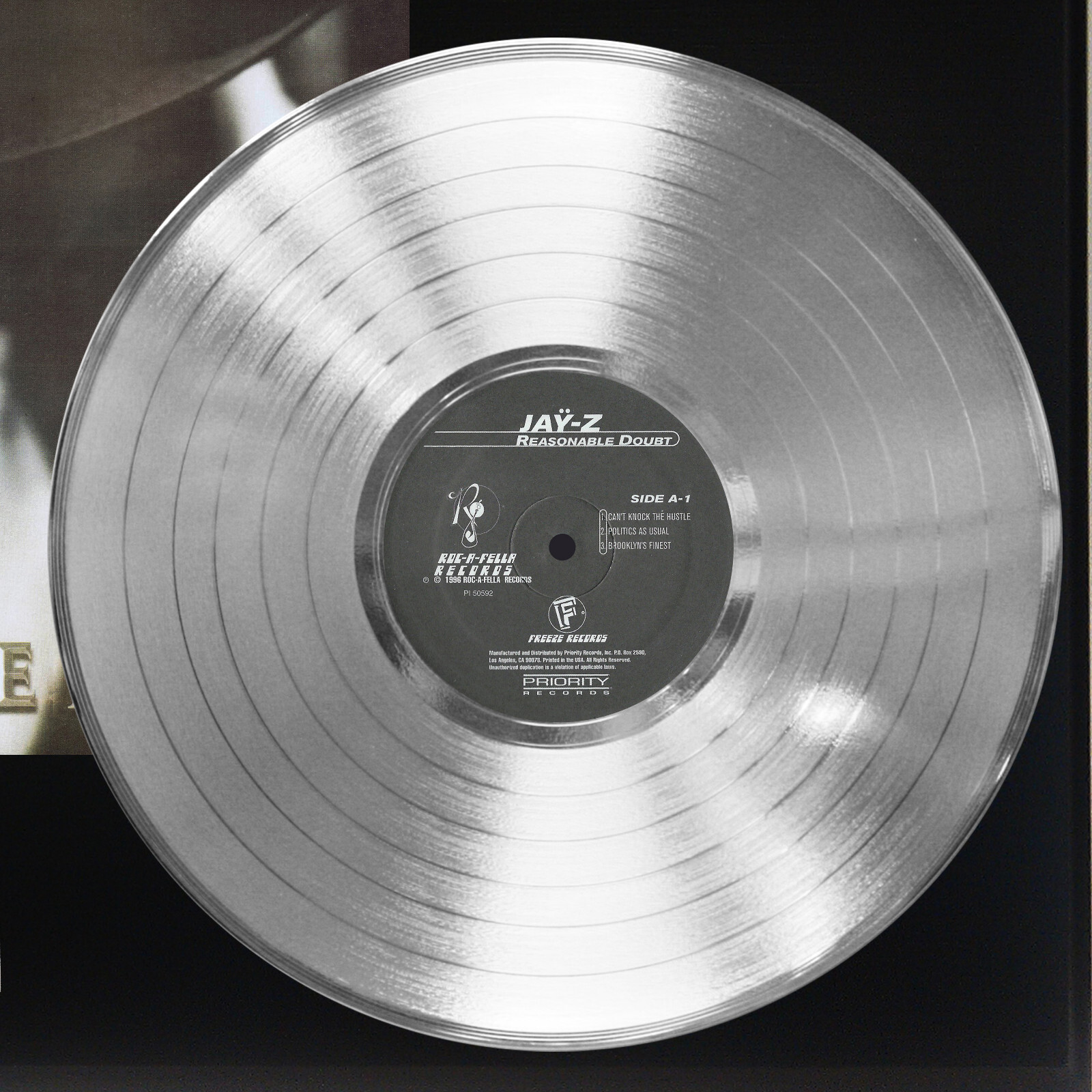 Jay Z Reasonable Doubt Silver LP Record Signature Display | eBay