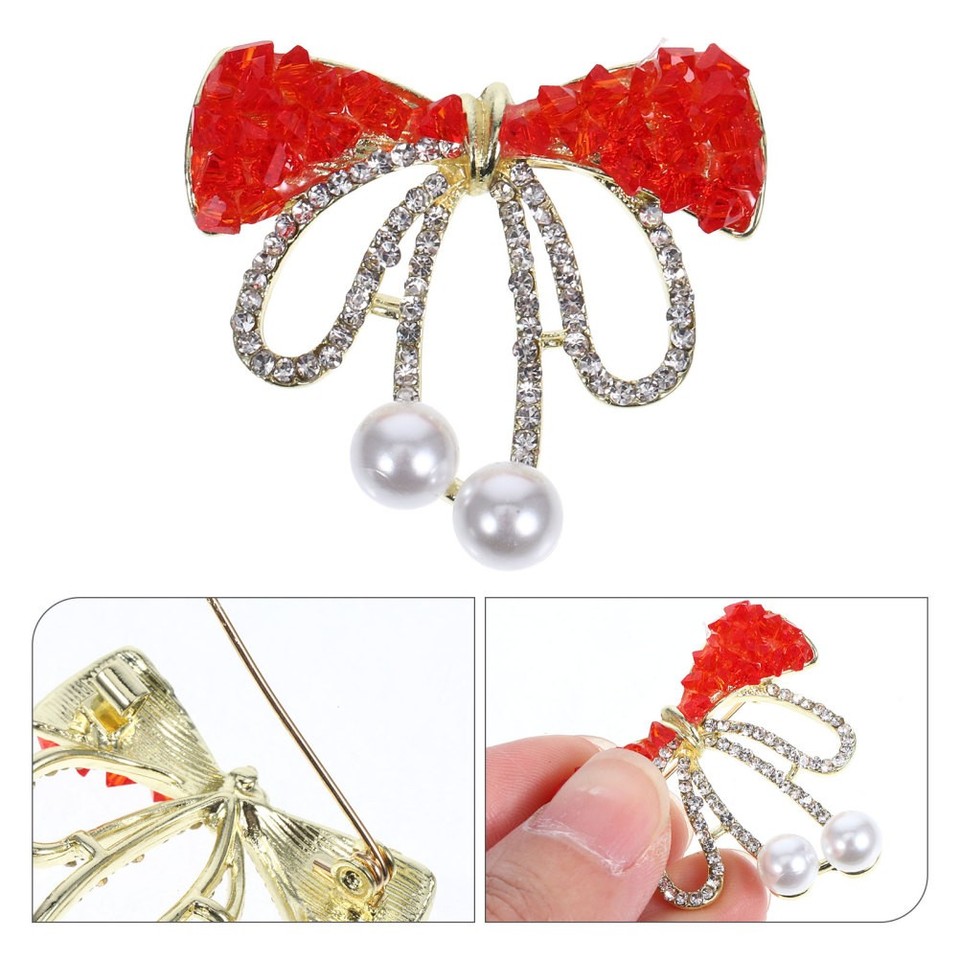 Pin Brooch Bowknot Brooches for Women Fashion Alloy Rhinestone Collar ...