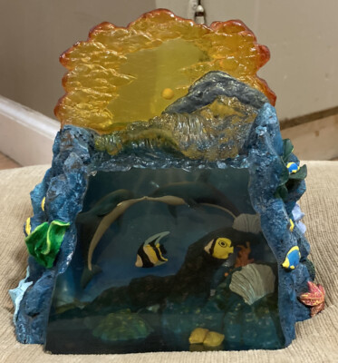 Dakin Artist Collection Wyland Kissing Dolphins Reef Sunset Ocean Fish ...