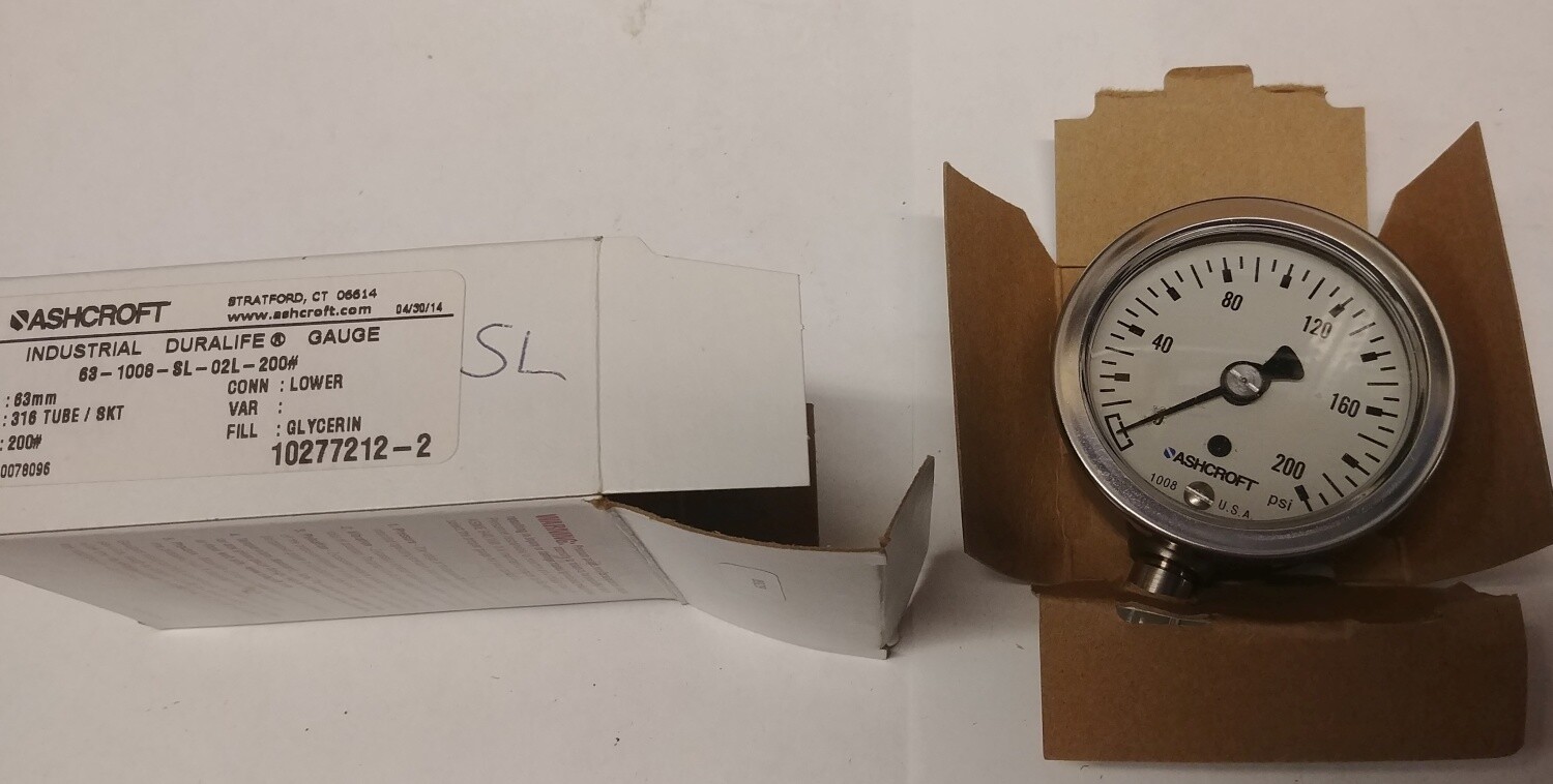 NEW Ashcroft 2.5" 63mm 0-200 PSI Gauge 1/4NPT 63-1008-SL-02L-200 1008 ...
