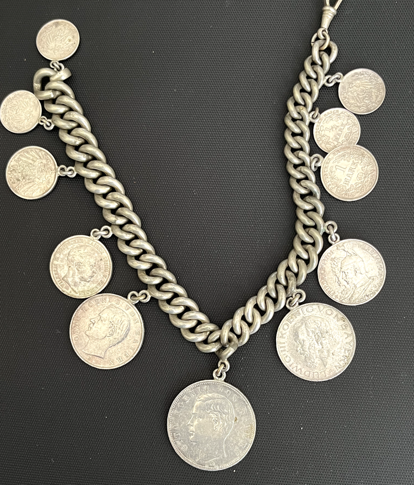 Antique Pocket Watch Fob German Coins graduated coin very cool. review ...