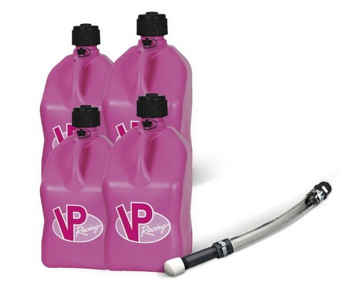 VP Racing 4 Pack Pink 5.5 Gallon Square Utility Jugs + 1 Deluxe Fill ...