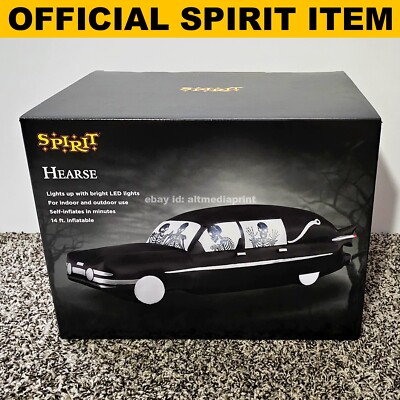 Spirit Halloween Hearse Inflatable Skeleton 14 Ft LED Home Depot Decor ...