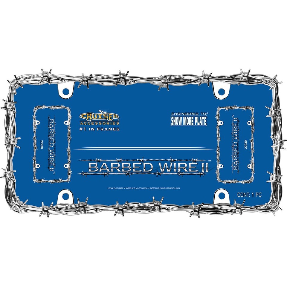 Cruiser License Plate Frame Barbed Wire II Chrome Die Cast Zinc 22230 ...