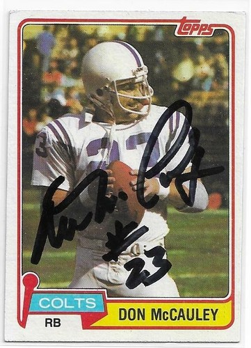 DON McCAULEY Autographed Signed 1981 Topps Football card #137 Baltimore ...