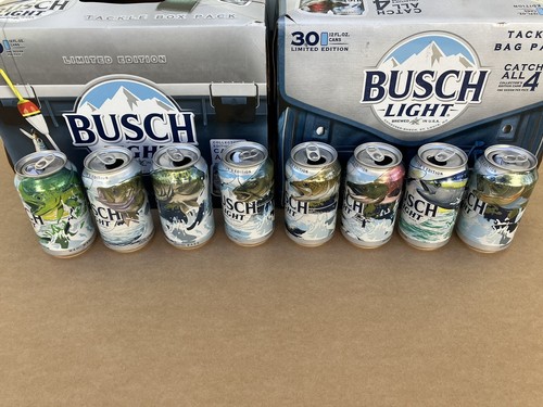 Busch Light Fishing Beer CAN Sets 2024 & 2025 8 CANS! Empty Top Opened ...