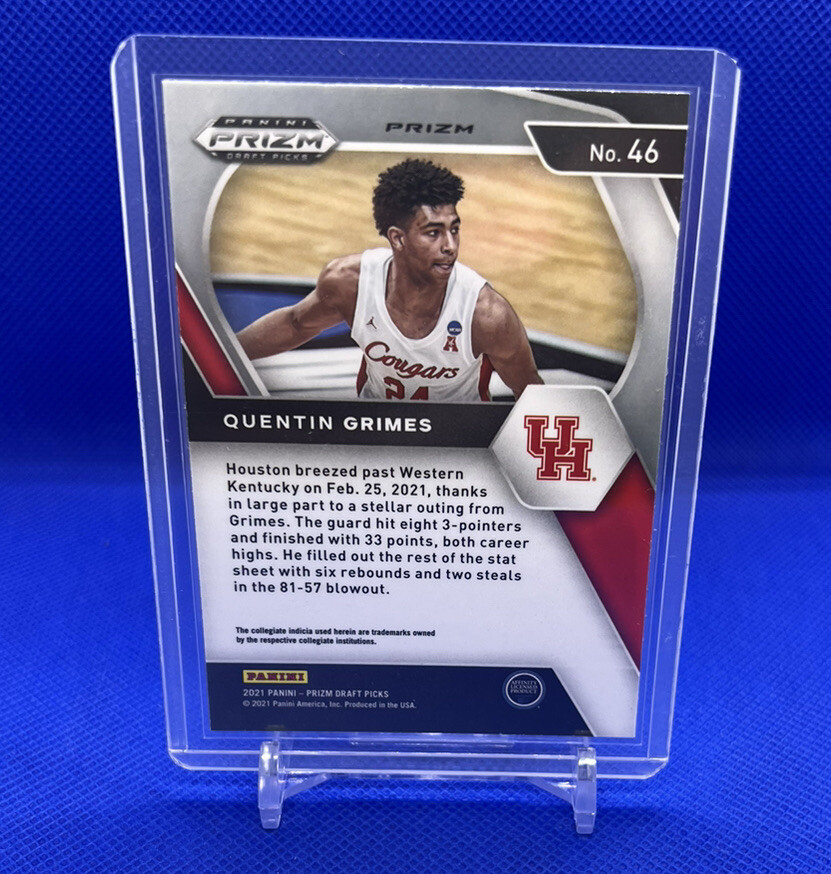 21-22 panini prizm basketball Draft Picks Quentin Grimes Orange Ice RC ...