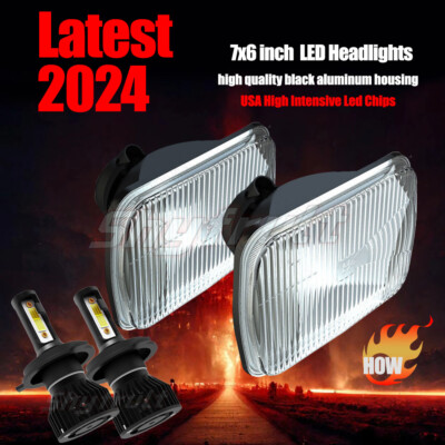 For Nissan D21 Pickup 1986-94 Pair 7x6" Led Headlights High-Low Beam ...