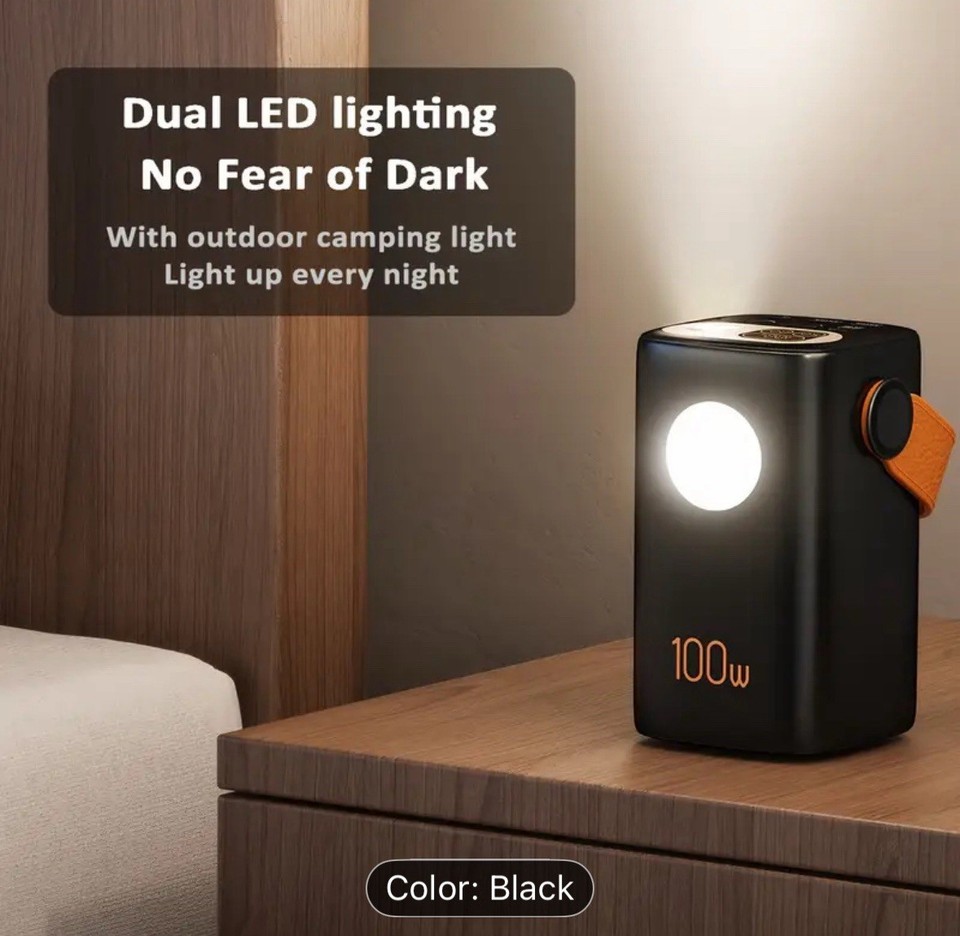 100000mAh Power Bank W/ 100W Fast Charging 5 Ports USB-C Smart Display ...