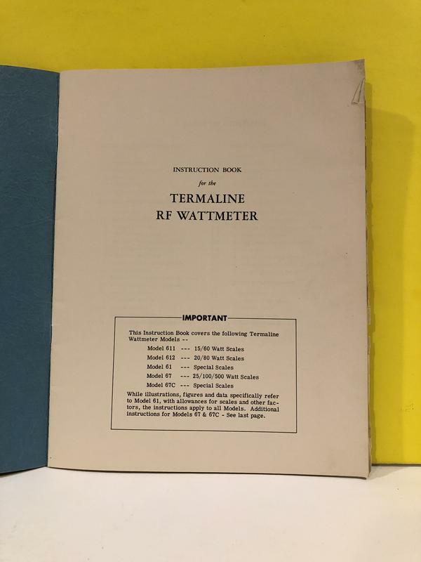 Bird Termaline RF Wattmeter Mod 61 Instruction Book | eBay