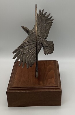 Wally Shoop Bronze Eagle Sculpture 1983 Large 12 1/2" Wide Signed ...