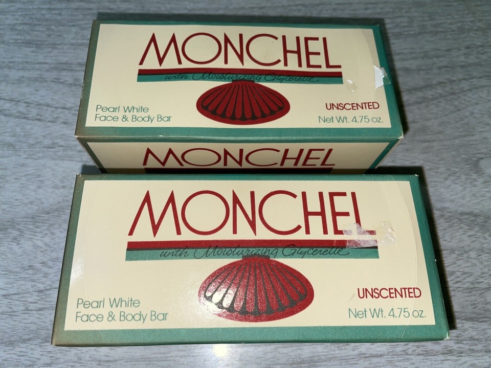 Lot of 2 MONCHEL Face Body Bath Bar Soap White Unscented Procter Gamble ...