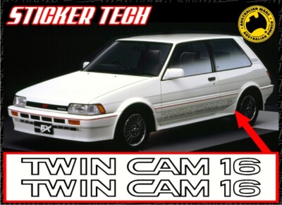 2x TWIN CAM 16 VINYL STICKER DECAL TO SUIT TOYOTA AE82 COROLLA 4AGE ...