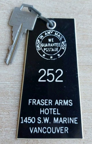 FRASER ARMS HOTEL KEY VANCOUVER BC CANADA 1450 S.W. MARINE ROOM.252 | eBay