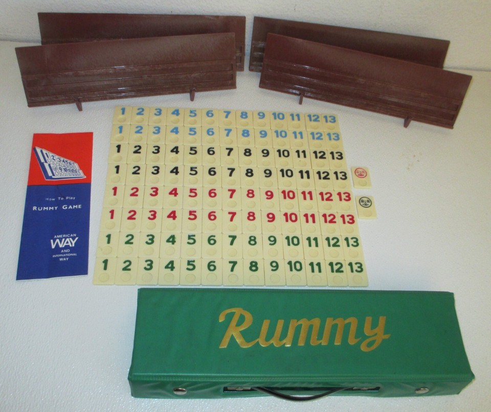 Vintage Rummy Tile Game Rummikub Complete Vinyl Case 106 Tiles 4 Racks ...