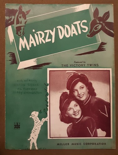 Mairzy Doats for Guitar & Piano Sheet Music 1943 Featured by The ...